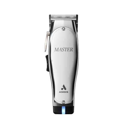 Andis 12660 Professional Master Corded/Cordless Hair Trimmer, Adjustable Carbon Steel Blade Hair Clipper for Close Cutting, Chrome