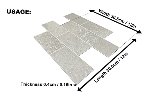 COLAMO 5-Sheet Beige Faux Granite Stone Flamed Surface Peel and Stick Rigid Large Subway Wall Tiles, Stick On Kitchen Backsplash Brick Tiles for Wall,Self Stick Tile For RV,Bathroom, Accent Wall Panel
