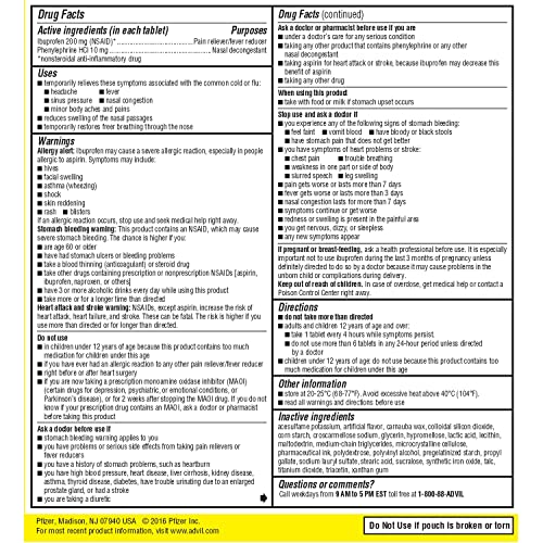 Advil Respiratory Sinus Congestion and Pain Relief Medicine & Fever Reducer with Ibuprofen and Phenylephrine HCl, 50 Count