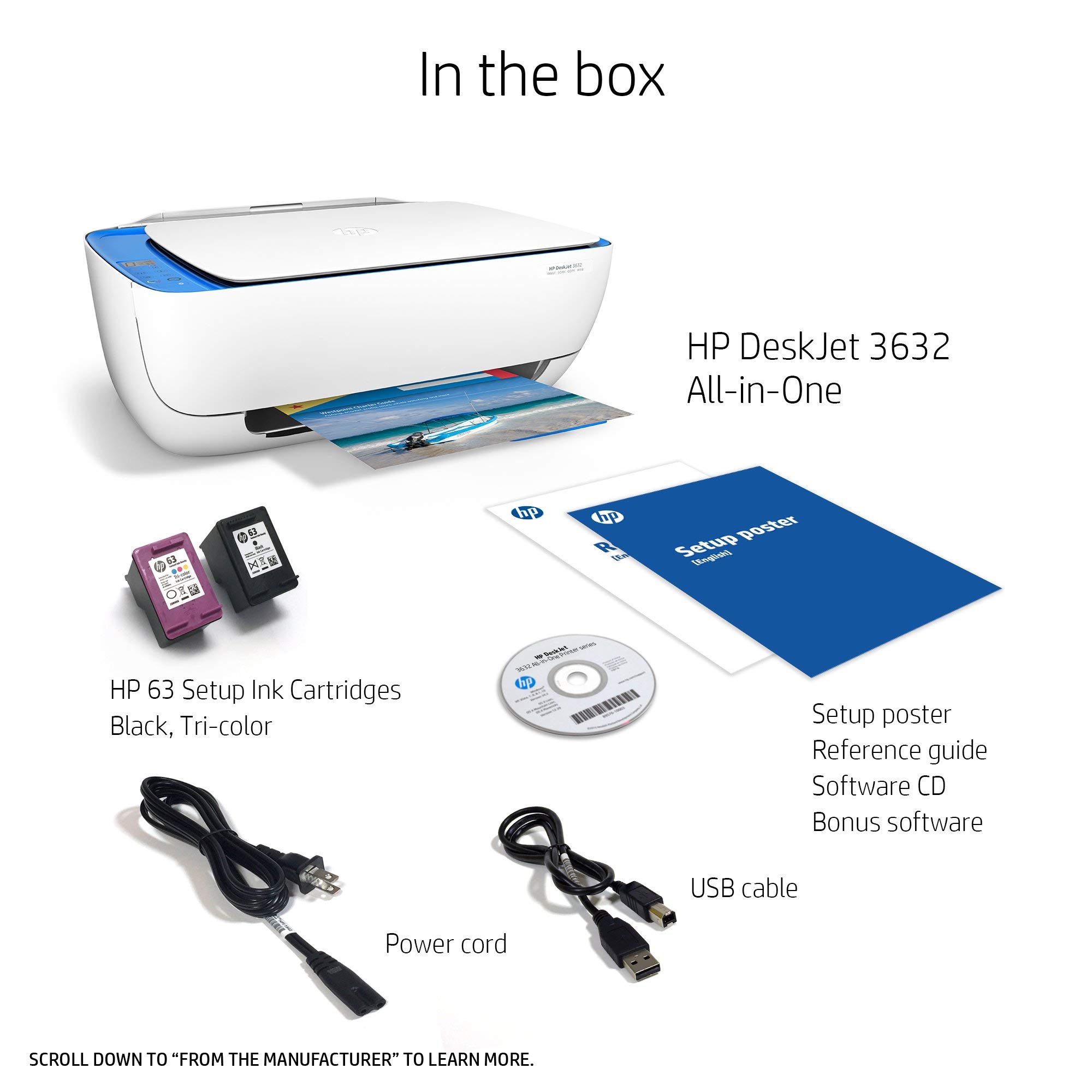 HP DeskJet 3632 All-in-One Printer (Renewed)