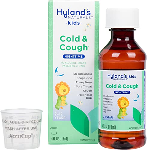 Hyland's Naturals Cold Medicine for Kids Ages 2+, Nighttime Cough Syrup, Decongestant, Allergy & Common Cold Symptom Relief, 4 Fl Oz