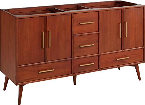 Signature Hardware 953364-60-UM-0 Novak 60" Free Standing Double Vanity Set with Mahogany Cabinet, Vanity Top and Oval Undermount Vitreous China Sink