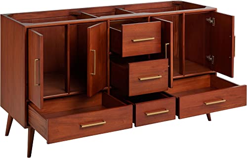 Signature Hardware 953364-60-UM-0 Novak 60" Free Standing Double Vanity Set with Mahogany Cabinet, Vanity Top and Oval Undermount Vitreous China Sink