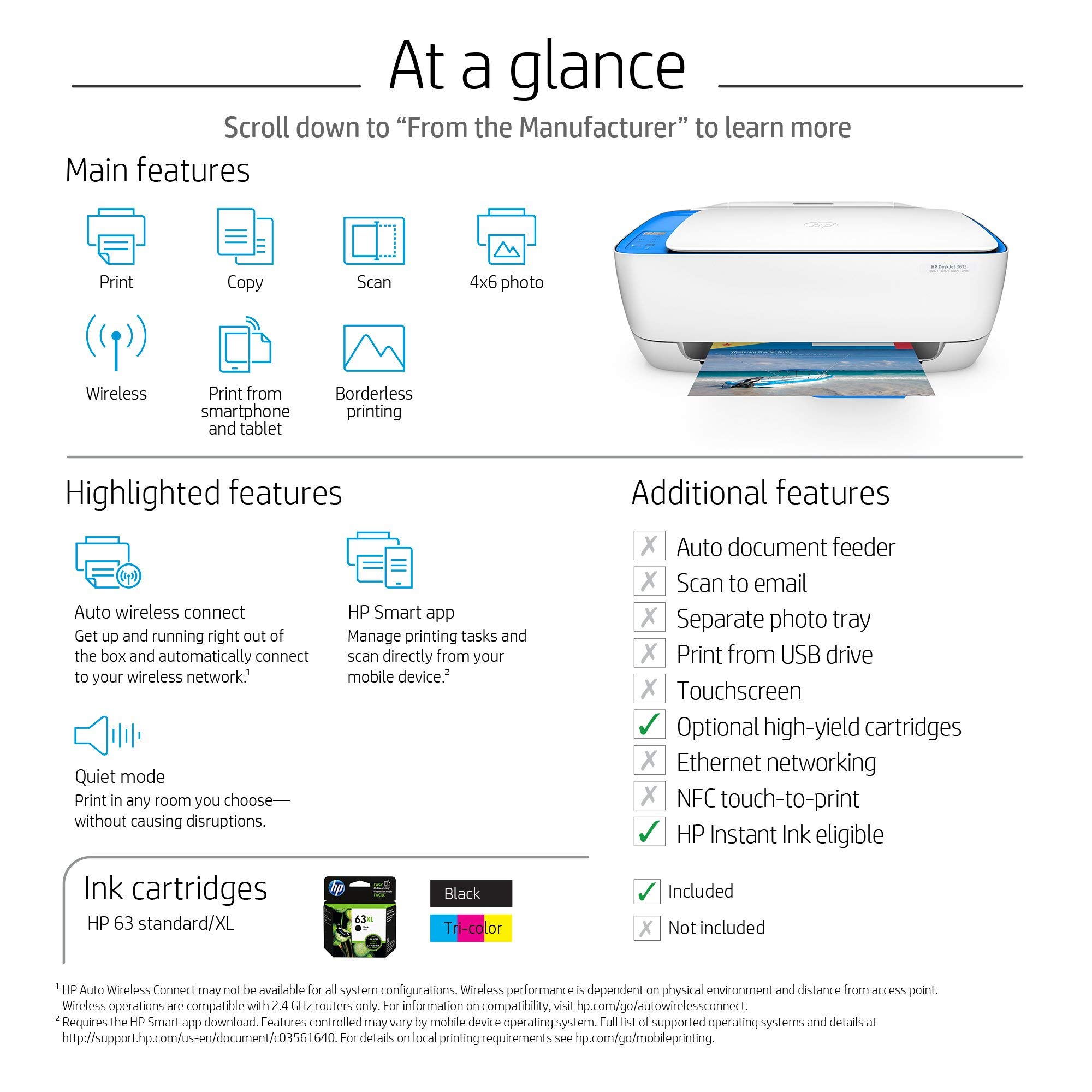 HP DeskJet 3632 All-in-One Printer (Renewed)