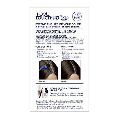 Clairol Root Touch-Up by Nice'n Easy Permanent Hair Dye, 4 Dark Brown Hair Color, (Pack of 2)