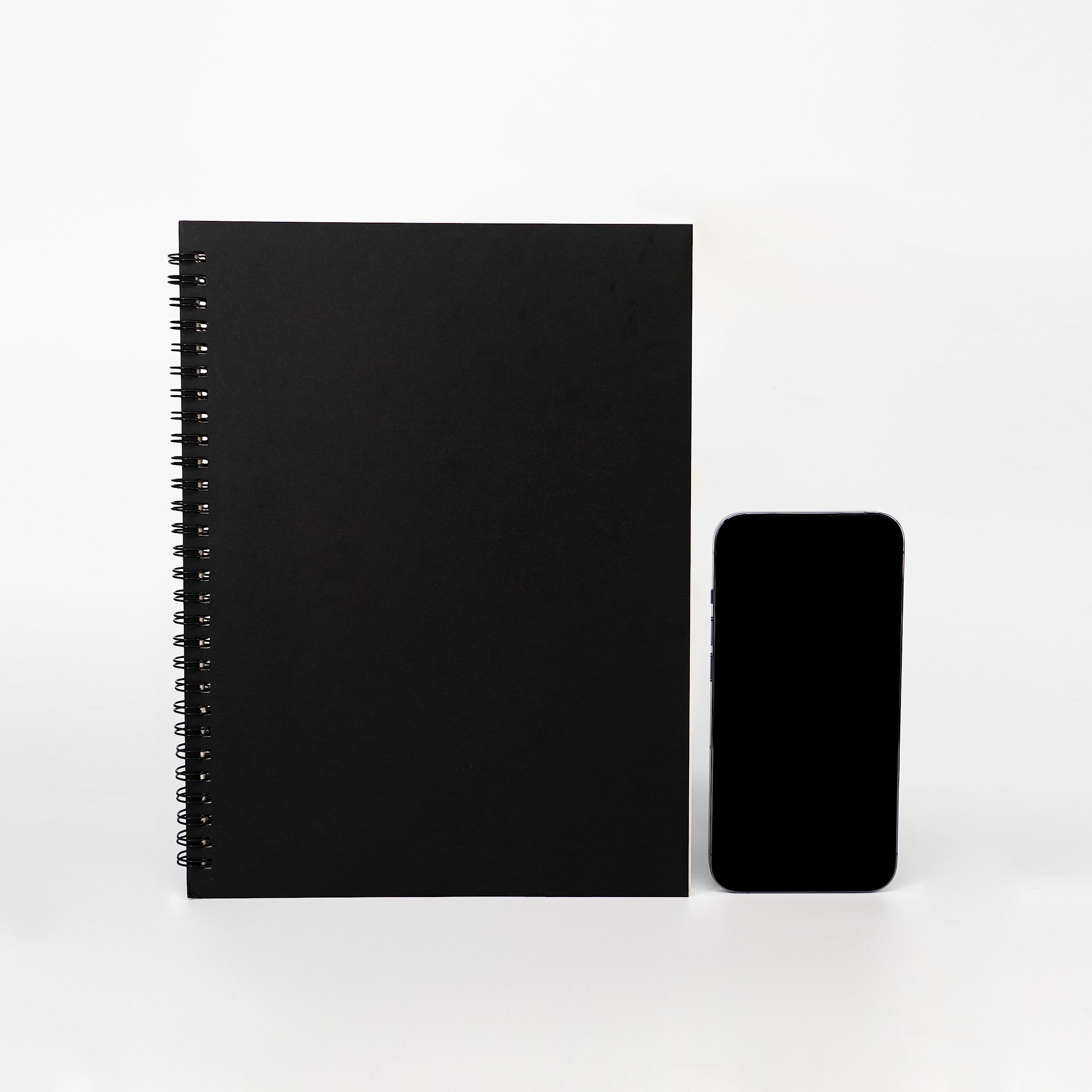DSTELIN 10 inch x 7.5 inch, 100GSM, Blank Spiral Notebook, 4-Pack, Soft Cover, Sketch book, 50 Pages / 25 Sheets, (Black)
