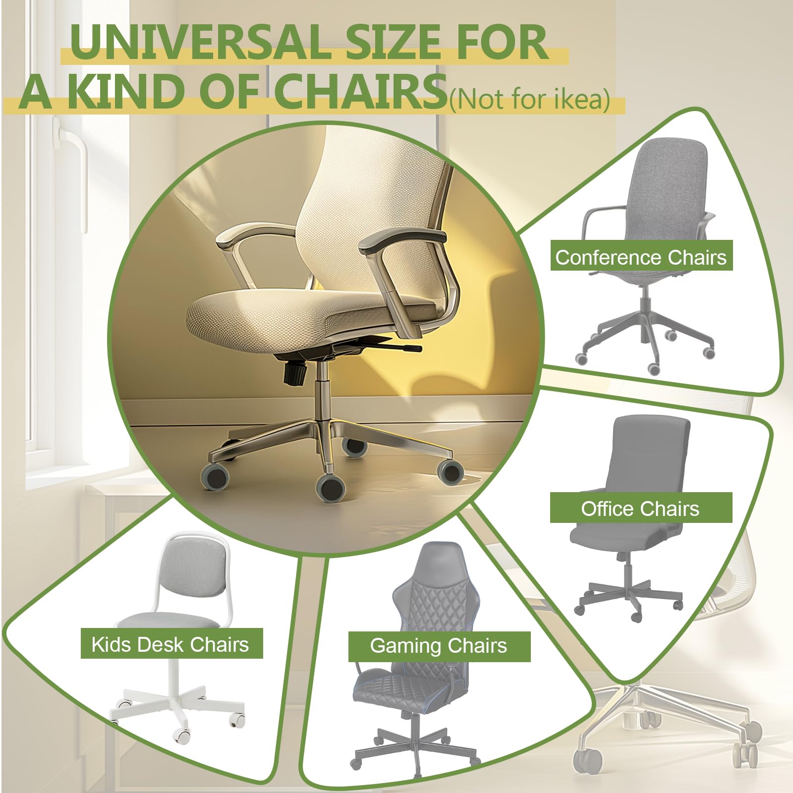 5 Packs PChero Office Chair Casters Wheels with Universal Standard Size 11mm Stem Diameter and 22mm Stem Length (0.43inch X 0.86inch), Support up to 550LBs Weight
