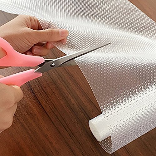 3 Pack 12 Inch x 59 Inch EVA Shelf Drawer Liner, Transparent Non-Adhesive Cupboard Cabinet Non-Slip Mat, Anti-Frost, Waterproof, Can Be Cutting to Any Size
