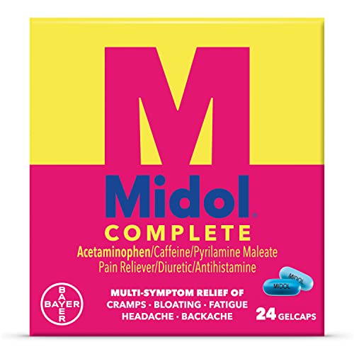 Midol Complete Menstrual Pain Relief Gelcaps with Acetaminophen for Menstrual Symptom Relief - 24 Count (Packaging May Vary)
