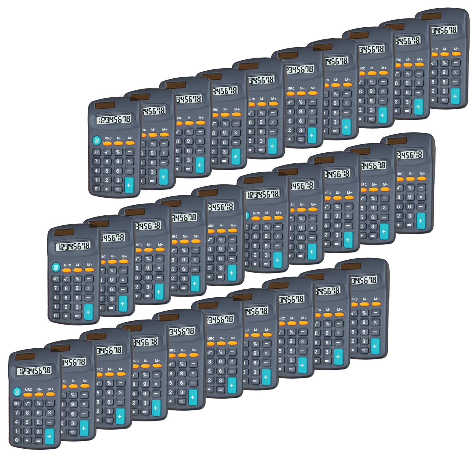 Basic Calculator Dual Power 8 Digit Desktop Calculator (Black,Set of 30)