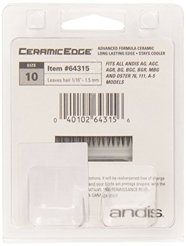 Andis β 64315, Ceramic Edge Detachable Pet Clipper Blade β Carbon-Infused Steel with Sharp Cutting Tech, Runs Cooler & Stays Sharper, Resists Rust & Heat, Size-10 - Fits AG, AGC & BDC Series, Chrome
