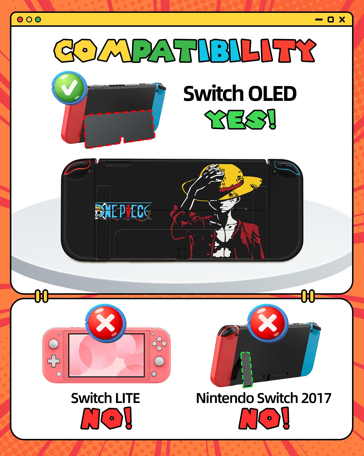 Xinocy (2in1 for Nintendo Switch OLED Case +24 Switch Game Holder Cute Cartoon Anime Slim Protective Cases Soft Shell for Kids Boys Teens Girls Girly Design Funny Manga Covers