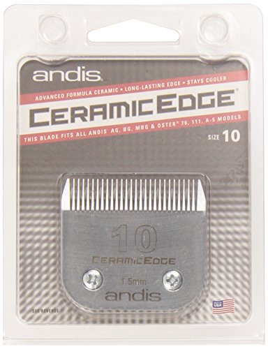 Andis β 64315, Ceramic Edge Detachable Pet Clipper Blade β Carbon-Infused Steel with Sharp Cutting Tech, Runs Cooler & Stays Sharper, Resists Rust & Heat, Size-10 - Fits AG, AGC & BDC Series, Chrome