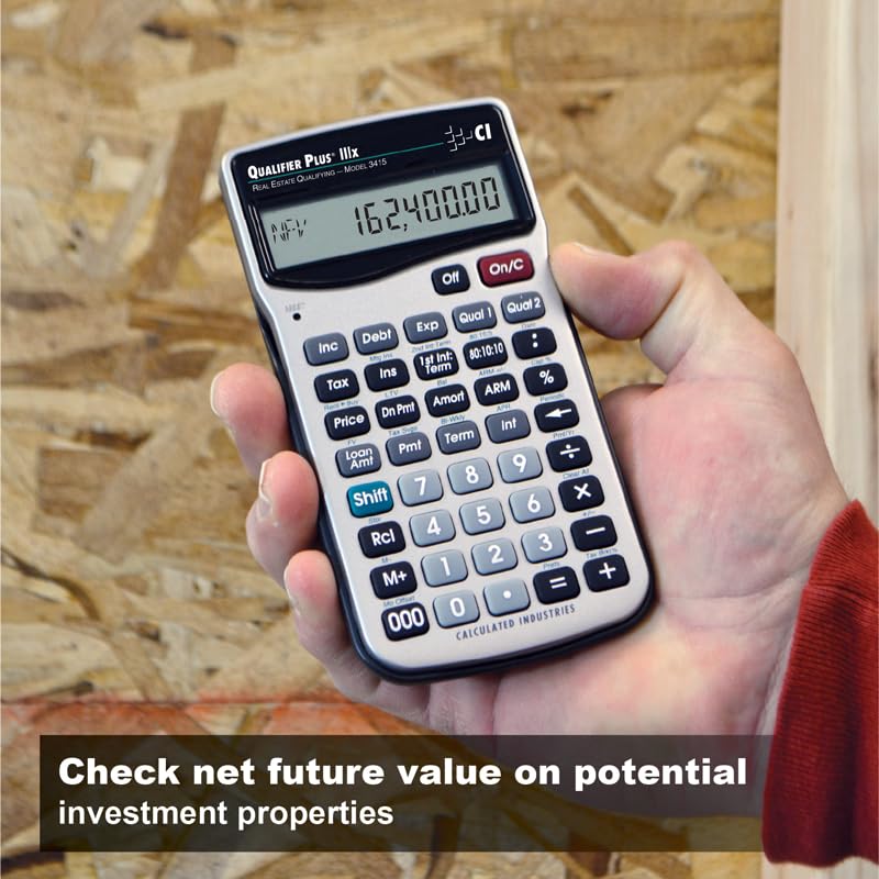 Calculated Industries 3415 Qualifier Plus IIIx Advanced Real Estate Mortgage Finance Calculator | Simple Operation | Buyer Pre-Qualifying | Solves Payments, Amortization, ARMs, Combos, FHA, VA, More