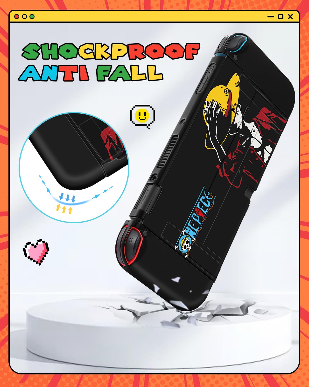 Xinocy (2in1 for Nintendo Switch OLED Case +24 Switch Game Holder Cute Cartoon Anime Slim Protective Cases Soft Shell for Kids Boys Teens Girls Girly Design Funny Manga Covers