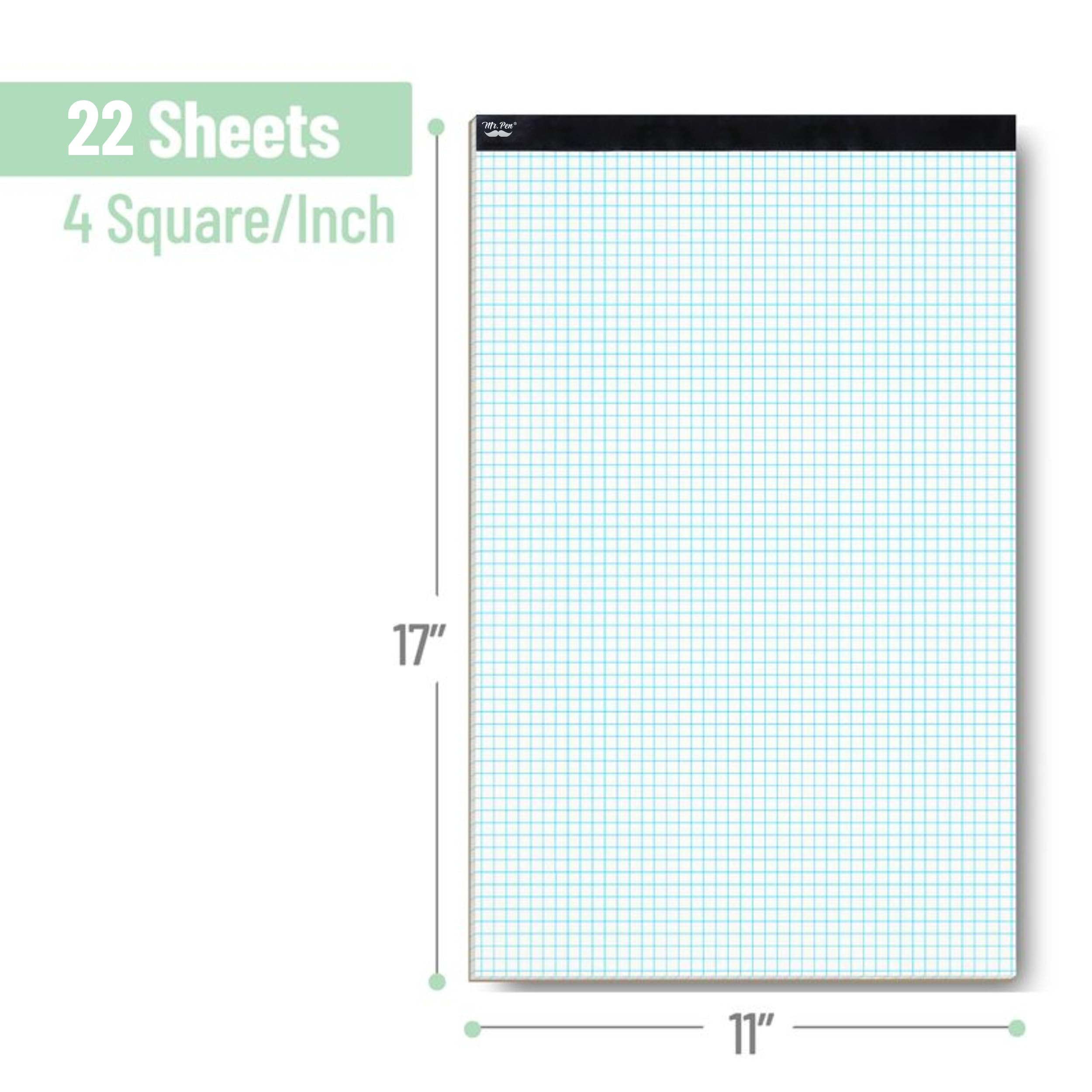 Mr. Pen Graph Paper, Grid Paper, 4x4 (4 Squares per inch), 17"x11", 22 Sheet