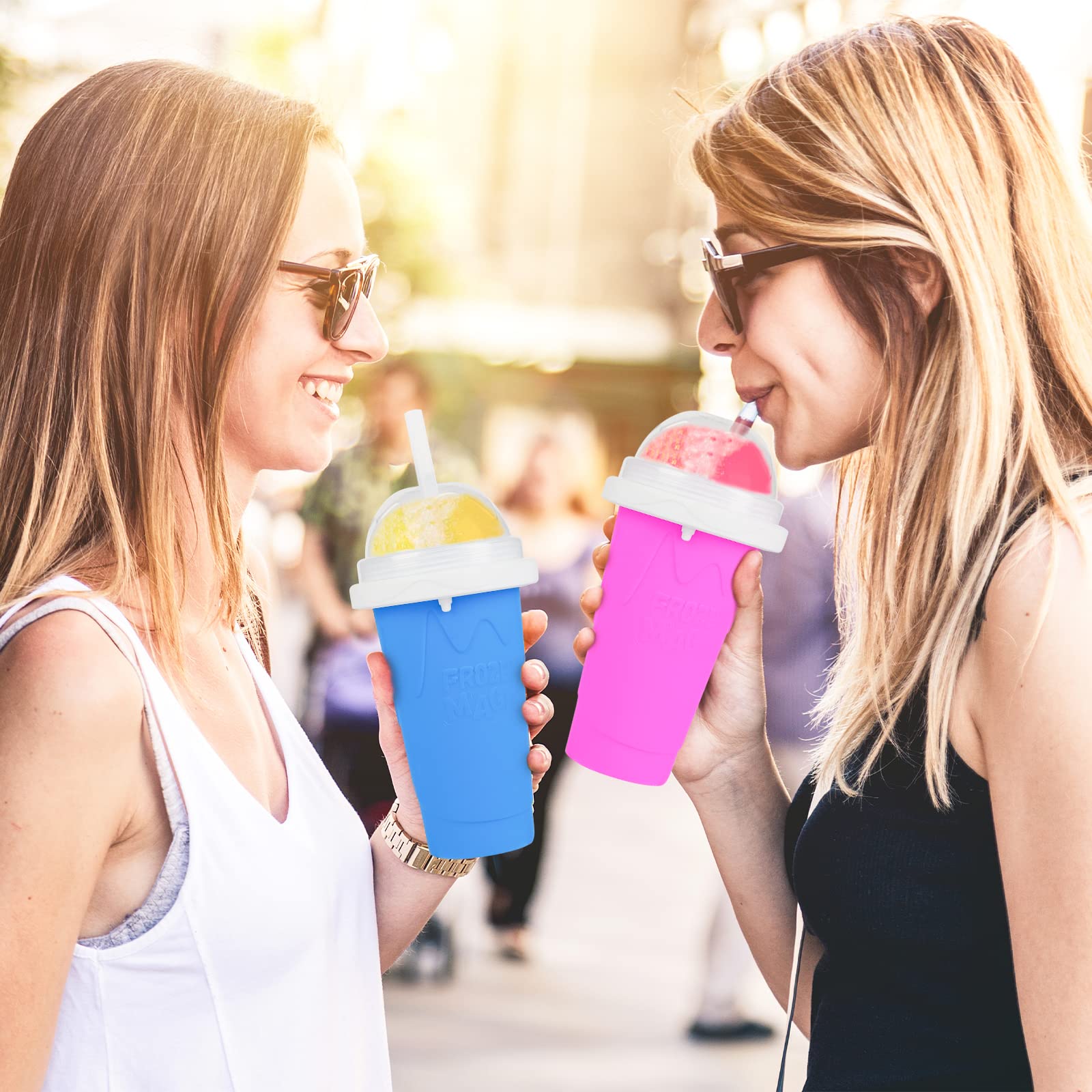 Slushie Maker Cup - TIK TOK Quick Frozen Magic Cup, Double Layers Slushie Cup, DIY Homemade Squeeze Icy Cup, Fasting Cooling Make And Serve Slushy Cup For Milk Shake, Smoothies, Slushies - Blue