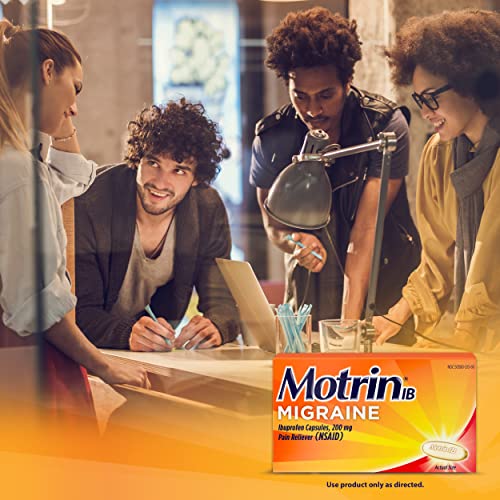 Motrin IB Migraine Liquid Gel Caps, Ibuprofen 200 mg, Migraine Relief Medicine, 80 Ct