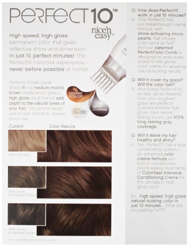Clairol Nice'n Easy Perfect 10 Permanent Hair Dye, 5 Medium Brown Hair Color, Pack of 1