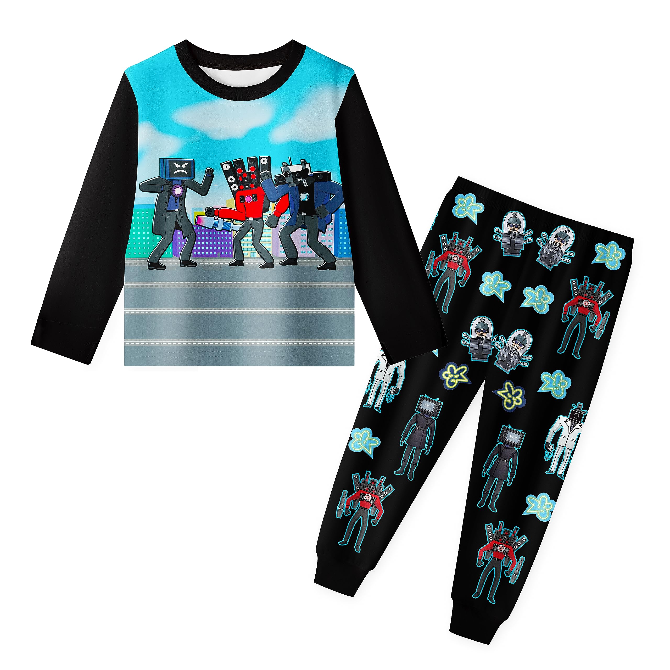 DAJIDALI Boys Long Sleeves Shirt and Pants Cartoon Gam