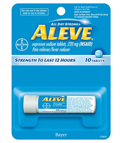 Aleve Tablets with Naproxen Sodium 220mg NSAID Pain RelieverFever Reducer, 10 Count