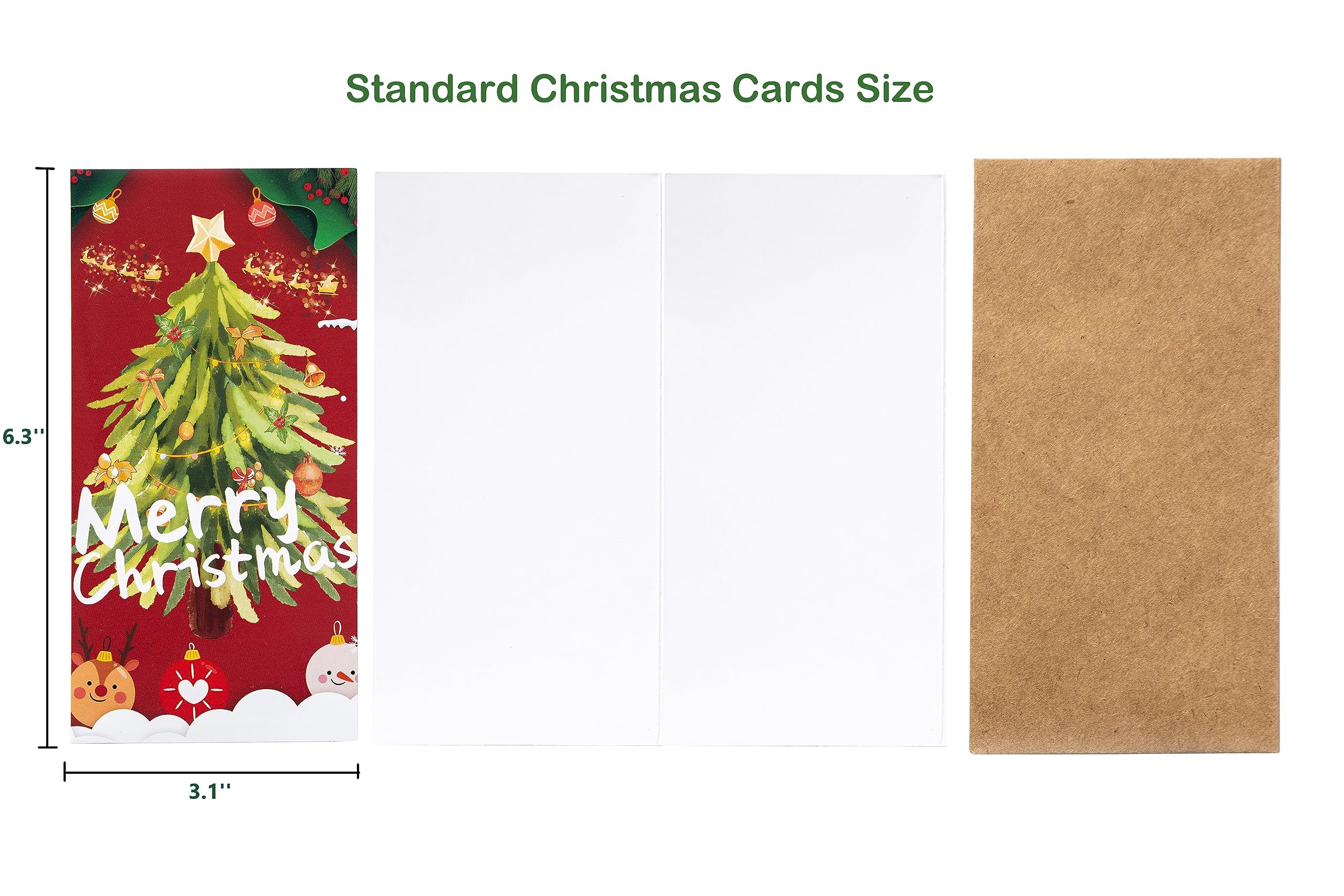 PINKEESEA Christmas Cards with Kraft Envelopes - 24 Christmas Cards with 24 Kraft Envelopes 24 Festive Stickers-6 Holiday Designs