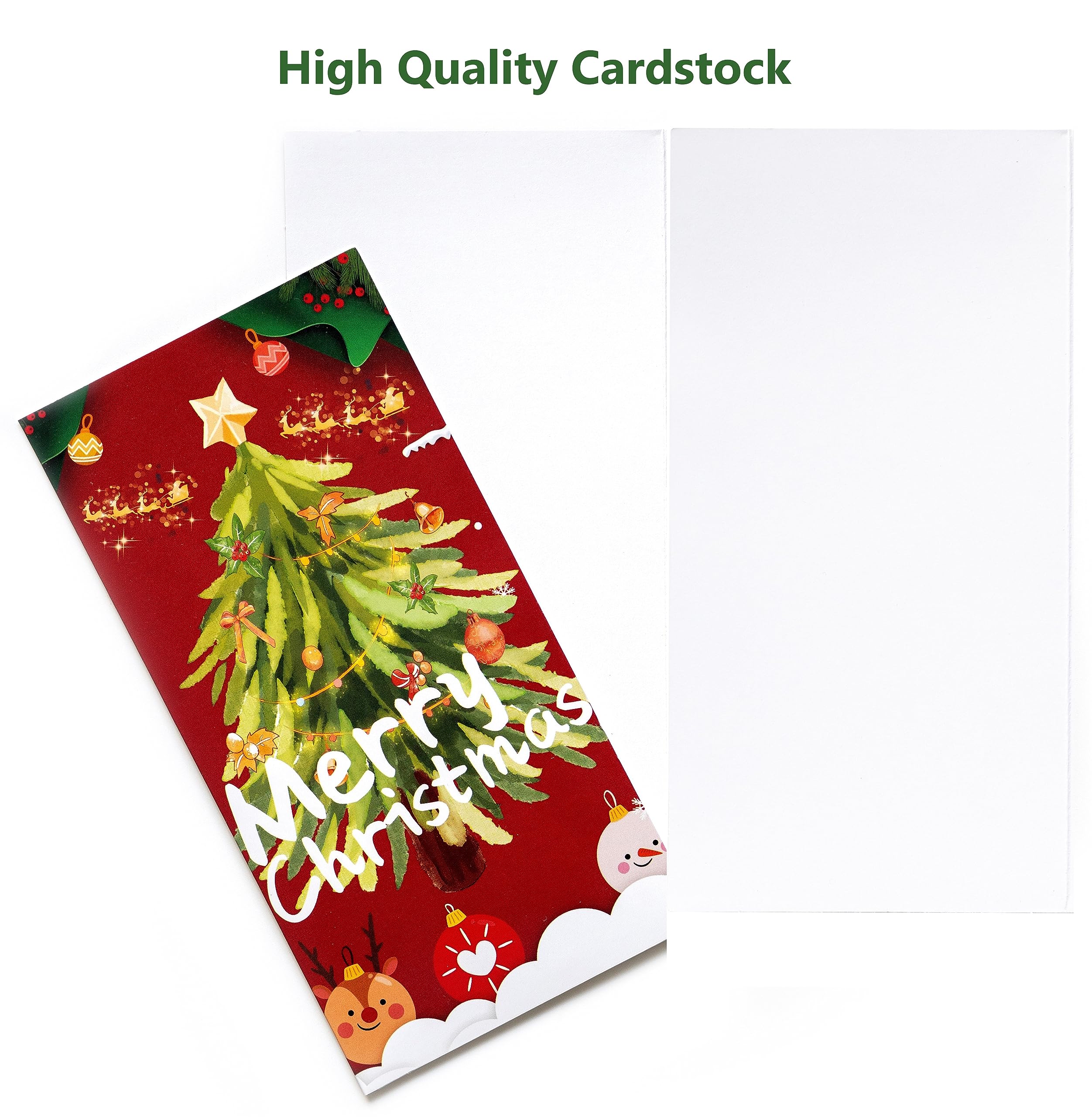 PINKEESEA Christmas Cards with Kraft Envelopes - 24 Christmas Cards with 24 Kraft Envelopes 24 Festive Stickers-6 Holiday Designs