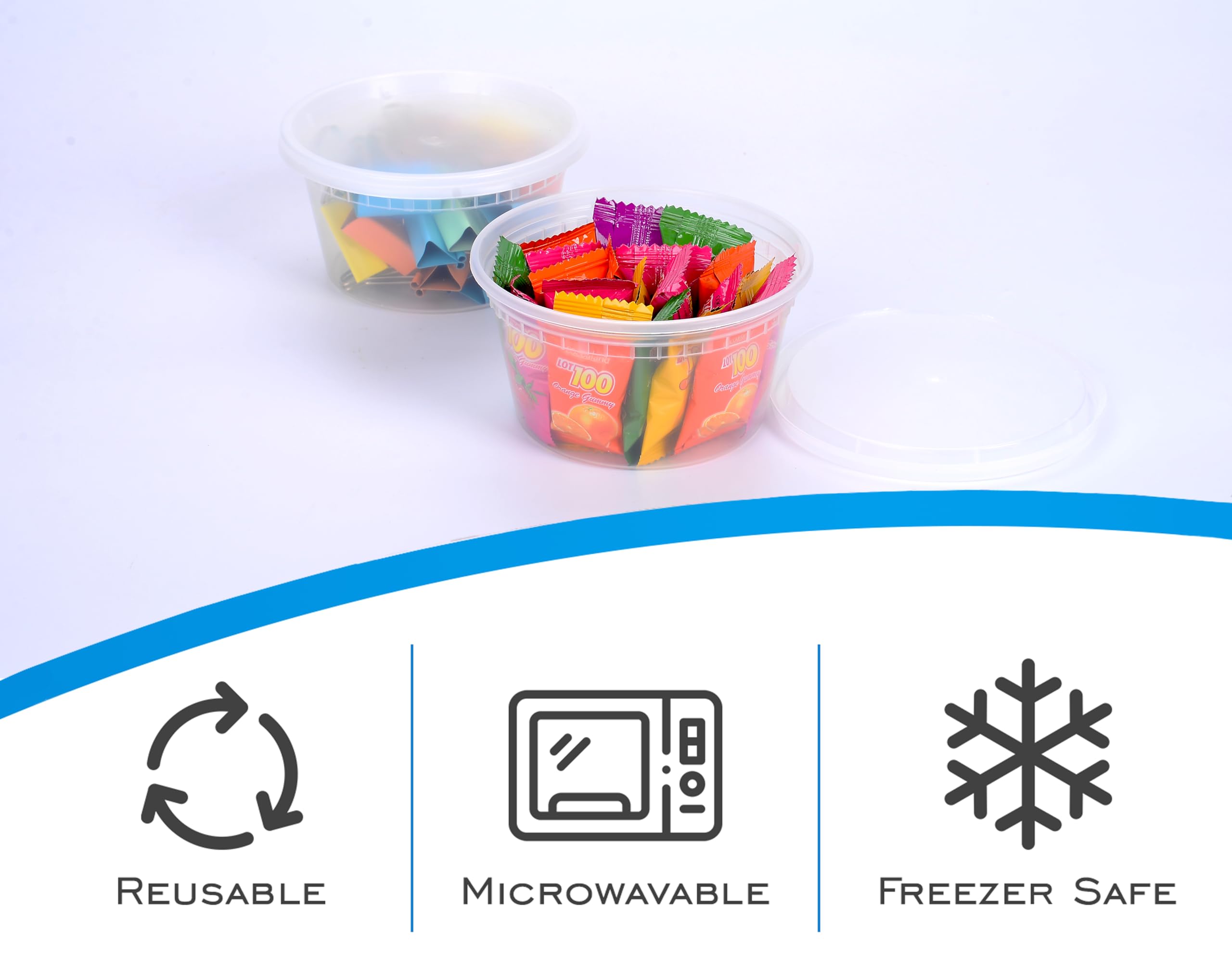 EDI [12 OZ, 25 Sets] Plastic Deli Food Storage Containers with Airtight Lids | Microwave-, Freezer-, Dishwasher-Safe | BPA Free | Heavy-Duty | Meal Prep | Leakproof | Recyclable
