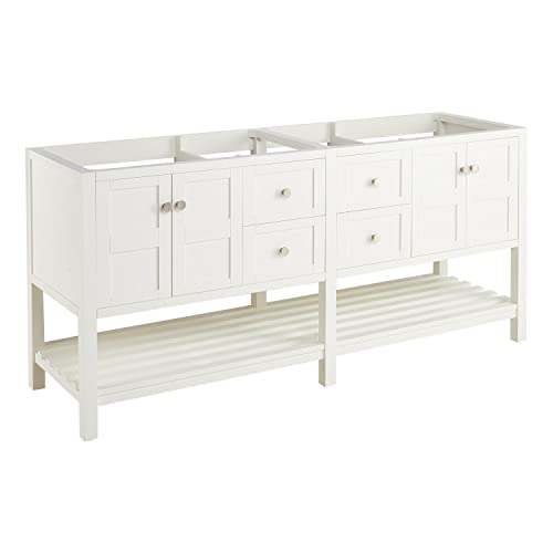 Signature Hardware 952444-RUMB-8 Olsen 72" Free Standing Double Vanity Set with Cabinet, Granite, Marble or Quartz Vanity Top, and Rectangular Undermount Sinks - 8" Faucet Holes