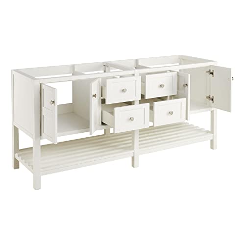 Signature Hardware 952444-RUMB-8 Olsen 72" Free Standing Double Vanity Set with Cabinet, Granite, Marble or Quartz Vanity Top, and Rectangular Undermount Sinks - 8" Faucet Holes
