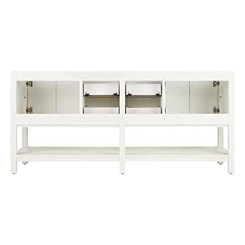 Signature Hardware 952444-RUMB-8 Olsen 72" Free Standing Double Vanity Set with Cabinet, Granite, Marble or Quartz Vanity Top, and Rectangular Undermount Sinks - 8" Faucet Holes