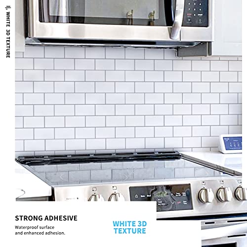Art3d 10-Sheet Peel and Stick Tile Backsplash - 12"x12" Premium Kitchen Backsplash Peel and Stick Tile, Bright White