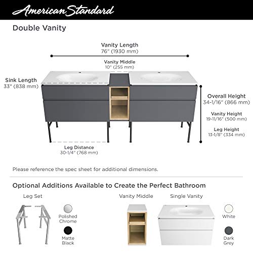 American Standard 1298001.020 Studio S 33 in. Vanity Top Sink β Center Hole, White