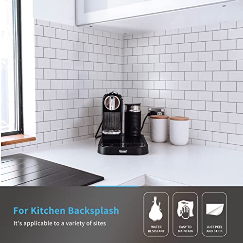 Art3d 10-Sheet Peel and Stick Tile Backsplash - 12"x12" Premium Kitchen Backsplash Peel and Stick Tile, Bright White