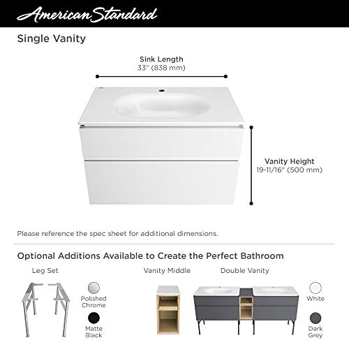 American Standard 1298001.020 Studio S 33 in. Vanity Top Sink β Center Hole, White