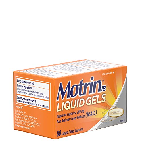 Motrin IB 200mg Ibuprofen Liquid Gel Pain Reliever/Fever Reducer for Aches & Pain, 80 ct