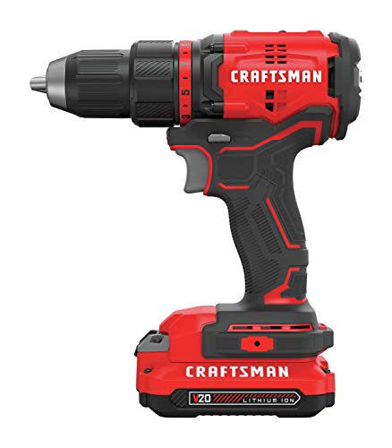 CRAFTSMAN V20* Cordless Drill/Driver Kit, Brushless (CMCD710C1) , Red , 1/2-in.