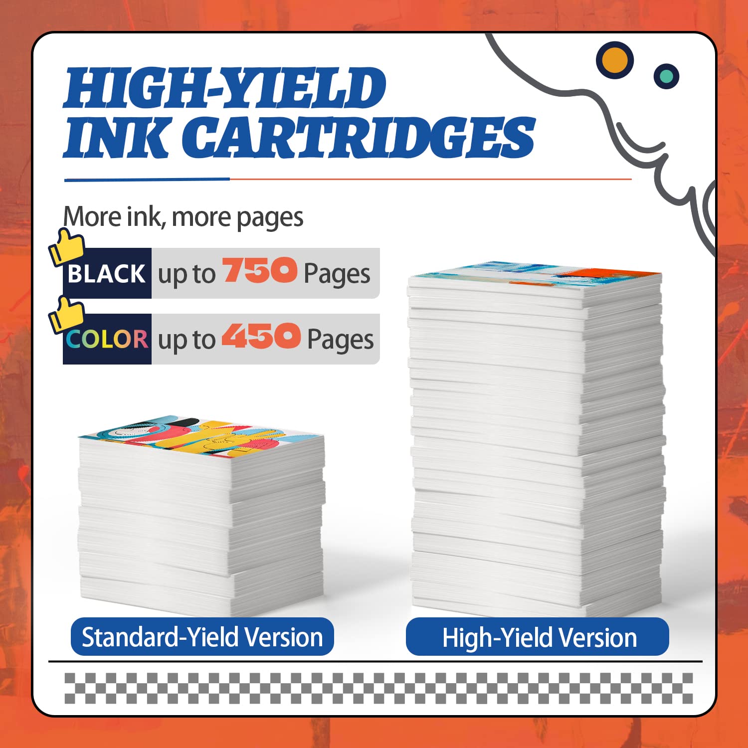 INKCLOUD Higher Yield 63XL Ink Cartridges Replacement for HP 63 Ink 63XL Work with HP OfficeJet 3830 4650 4655 5255 5258 Envy 4520 4512 4513 4516 DeskJet 1112 3630 2132 Printer(2 Black, 1 Tri-Color)