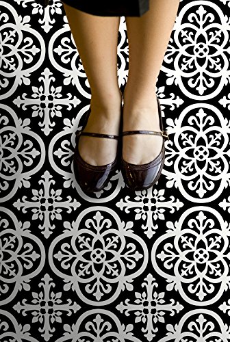 FloorPops FP2475 Gothic Peel & Stick Floor Tiles, Black