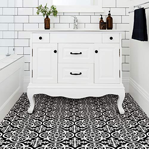 FloorPops FP2475 Gothic Peel & Stick Floor Tiles, Black