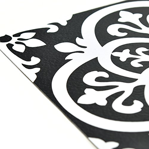 FloorPops FP2475 Gothic Peel & Stick Floor Tiles, Black