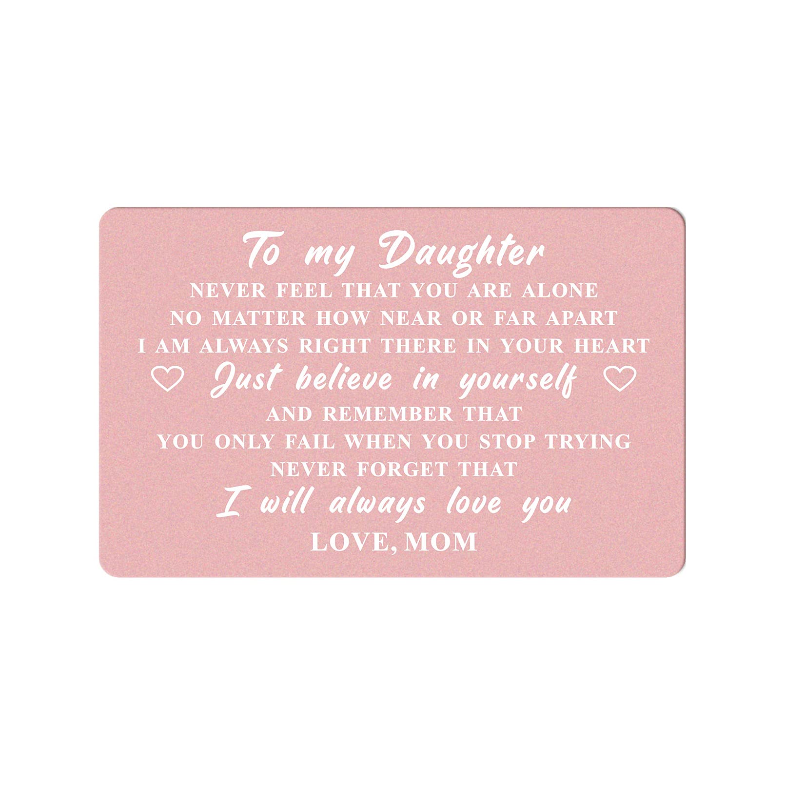 DEGASKEN Daughter Gifts Wallet Card from mom, To My Daughter Never Forget I Love You, Daughter Wedding Card Gifts from Mother, College Graduation, Birthday, Christmas