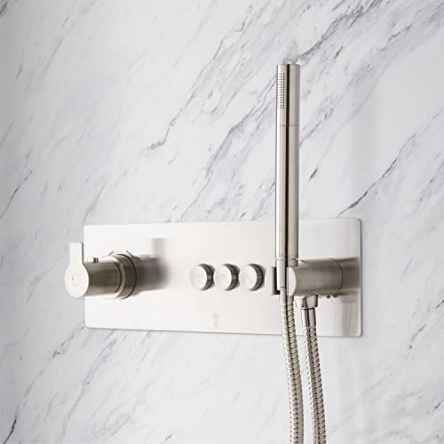 Signature Hardware 948008 Hollyn Thermostatic Shower System with 6-1/2" Rainfall Shower Head and Hand Shower- Rough In Included