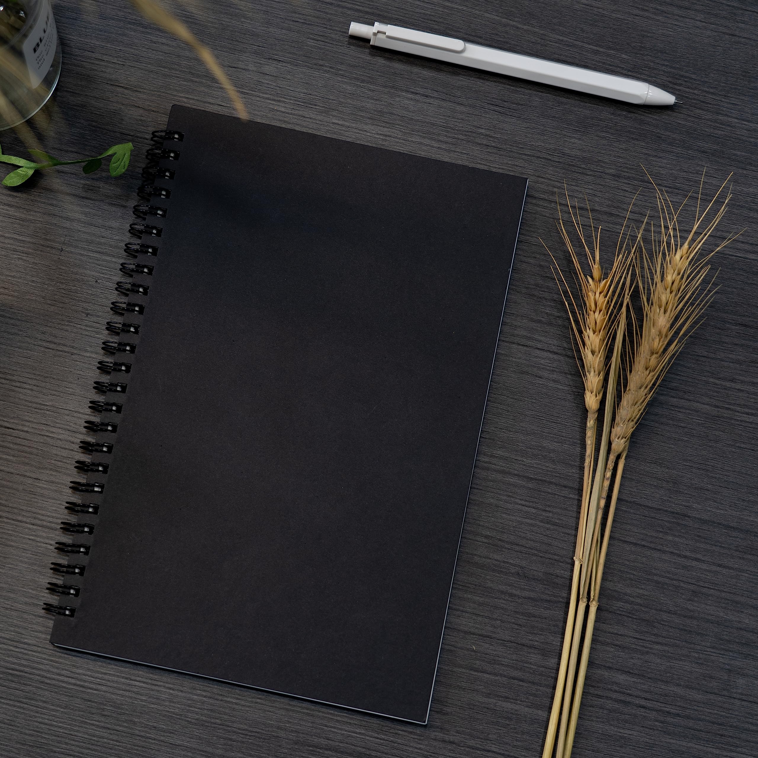 DSTELIN 9 inch x 6 inch, 100GSM, Blank Spiral Notebook, 3-Pack, Soft Cover, Sketch book, 160 Pages / 80 Sheets, (Black)