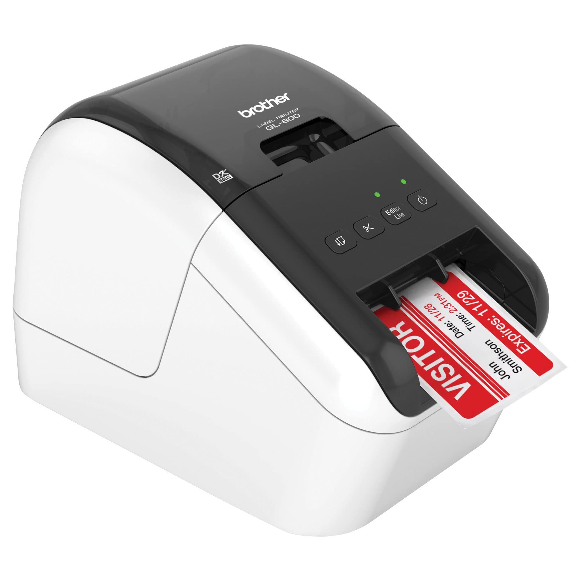 Brother QL-800 High-Speed Professional Label Printer with Wired USB Connectivity - 2.4" Wide, 300 x 300 dpi, 93 Labels Per Minute, Automatic Cutter, Black and Red Printing, Postage and Barcode Printer