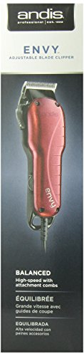 Andis 66215 Professional Envy Hair Clipper β High-Speed Adjustable Carbon-Steel Blade with Powerful Motor, 7200 Cutting Strokes Per Minute, Hanger Loop with Balanced Clipper Red & Black