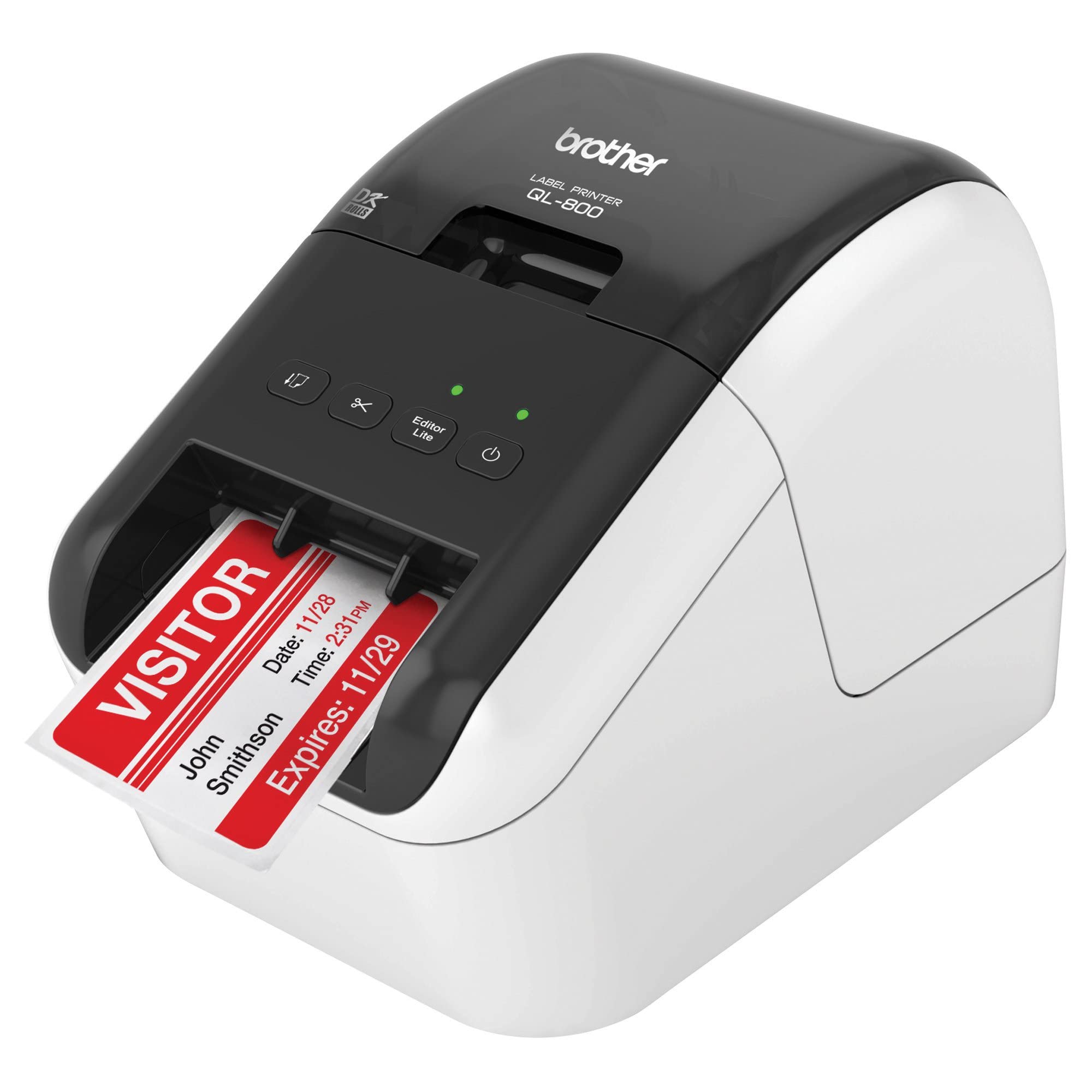 Brother QL-800 High-Speed Professional Label Printer with Wired USB Connectivity - 2.4" Wide, 300 x 300 dpi, 93 Labels Per Minute, Automatic Cutter, Black and Red Printing, Postage and Barcode Printer