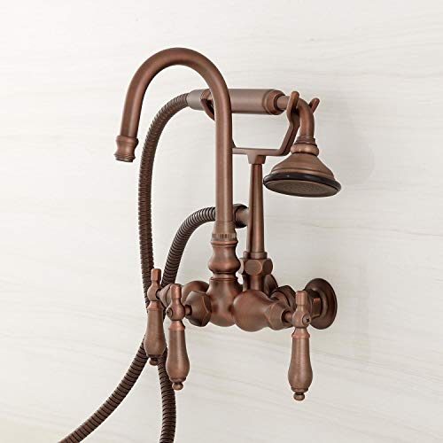 Signature Hardware 917402-2 Pasaia Wall Mounted Tub Filler Faucet with 2" Wall Couplers, Integrated Diverter- Includes Telephone Style Hand Shower
