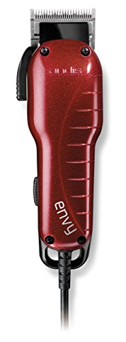 Andis 66215 Professional Envy Hair Clipper β High-Speed Adjustable Carbon-Steel Blade with Powerful Motor, 7200 Cutting Strokes Per Minute, Hanger Loop with Balanced Clipper Red & Black