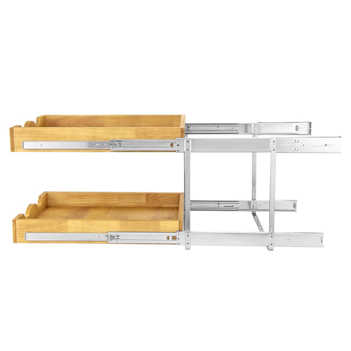 DINDON 2 Tier Pull Out Cabinet Organizer (11" W x 21" D) Double Tier Slide Out Wood Drawer Under Cabinet Storage And Organization